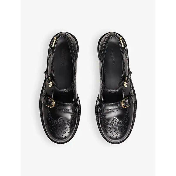 Sandro Double-strap Leather Derby Shoes - Noir / Gris