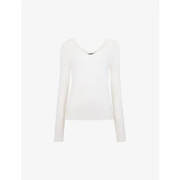 Whistles Essential Slim-fit Ribbed Stretch-woven Top