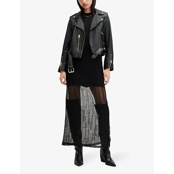 ALLSAINTS Balfern Buckle-embellished Leather Biker Jacket - Black/gold