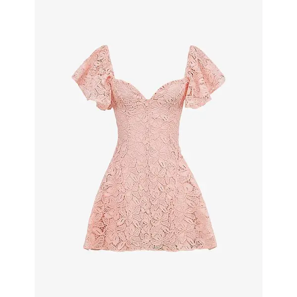 House Of Cb Verity Sweetheart-neck Lace Mini Dress