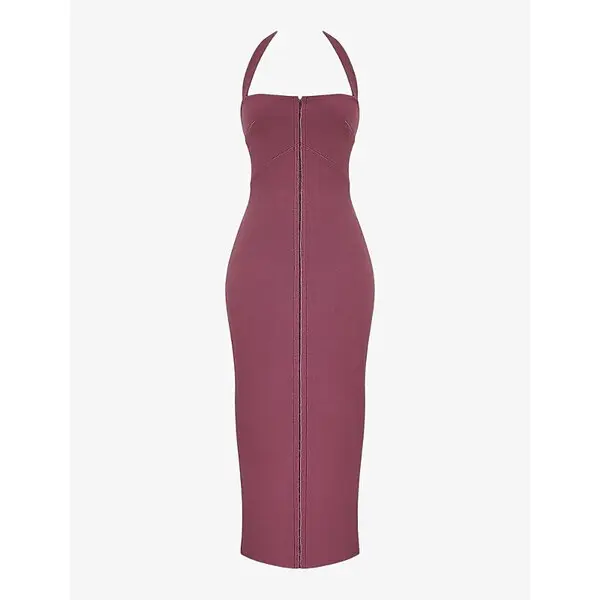 diamante halter neck dress Rare London Women's Mocha Diamante Halter Neck Dress 6 main image 0