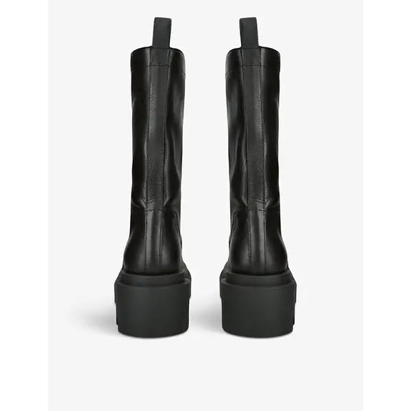 Rick Owens Pull On Bogun Leather Heeled Knee-High Boots - Black