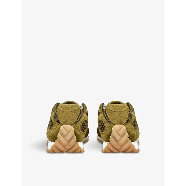 Bottega Veneta Orbit Suede And Mesh Low-top Trainers - Khaki