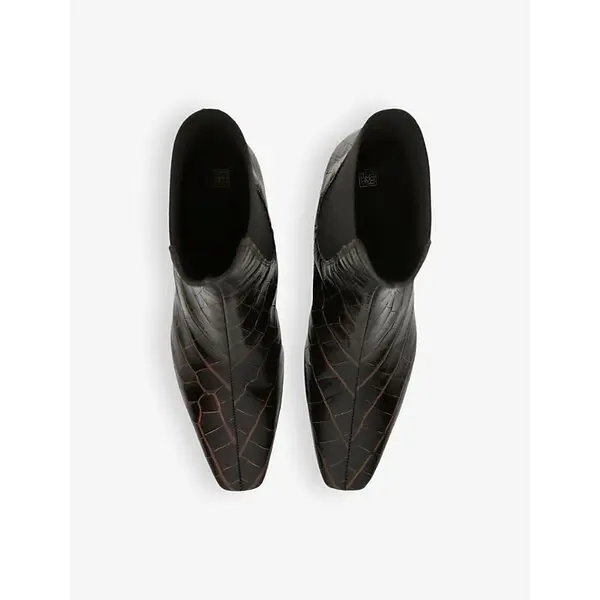 TOTEME Crocodile-embossed Leather Heeled Ankle Boots - Dark Brown