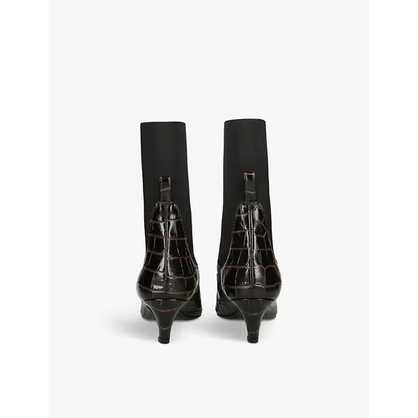 TOTEME Crocodile-embossed Leather Heeled Ankle Boots - Dark Brown