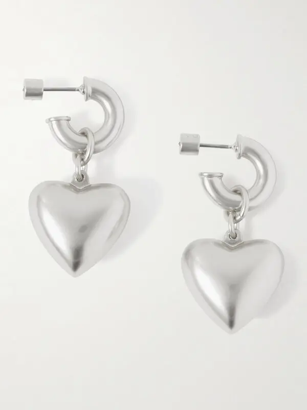 ROXANNE ASSOULIN Heart & Soul Hoop Earrings - Silver