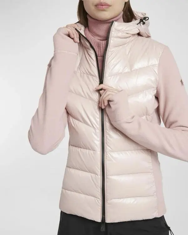 Moncler Puffer Fleece Zip-up Cardigan - Pink