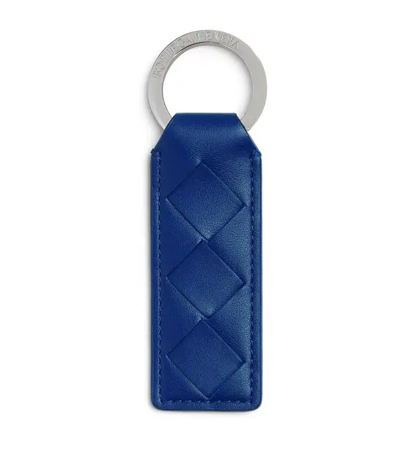 Bottega Veneta Leather Tab Keyring - Blue