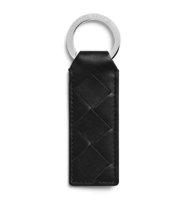 Bottega Veneta Leather Tab Keyring - Grey