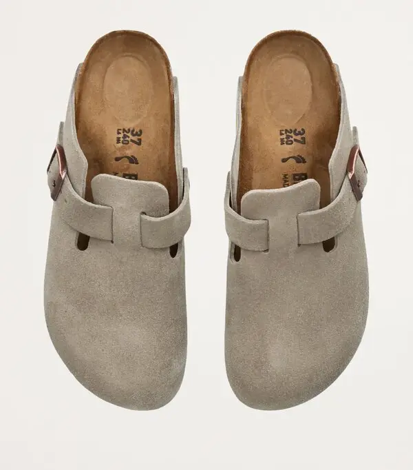 BIRKENSTOCK Suede Boston Clogs - Brown