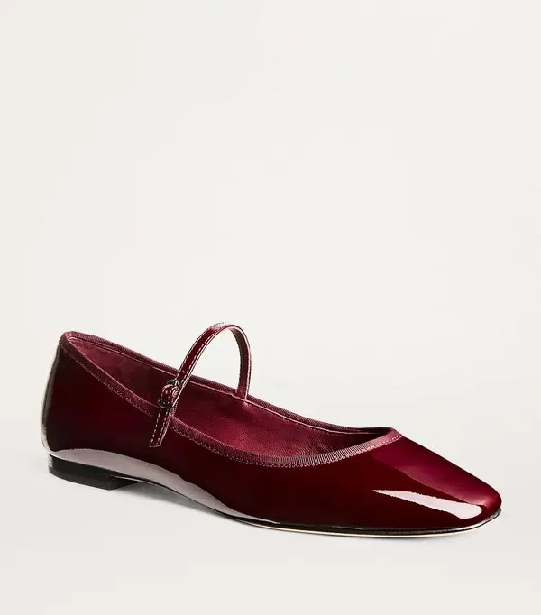 Paige Patent Leather Jolie Ballet Flats - Burgundy