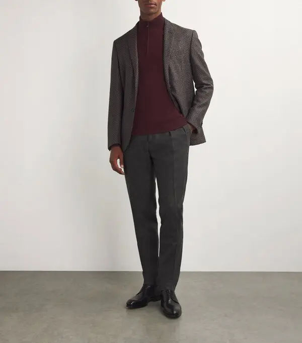 Corneliani Wool-cashmere Zip-up Sweater - Burgundy