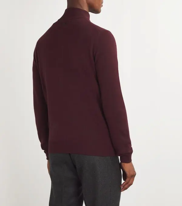 Corneliani Wool-cashmere Zip-up Sweater - Burgundy