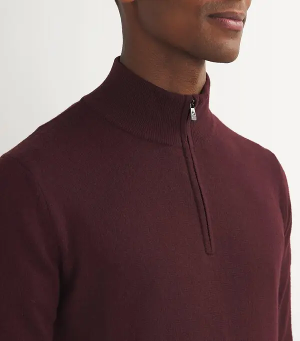 Corneliani Wool-cashmere Zip-up Sweater - Burgundy