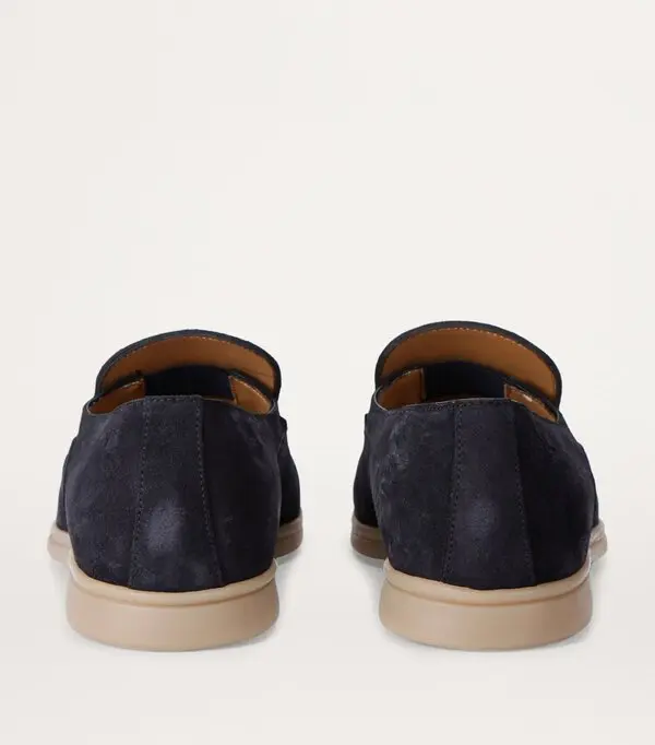 Harrys Of London Suede Wharf Slip-On Loafers - Navy  display picture 2