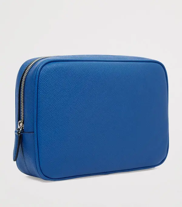 Smythson Panama Leather Tech Organiser Pouch - Blue