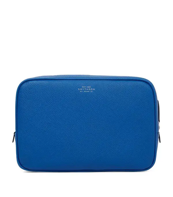 Smythson Panama Leather Tech Organiser Pouch - Blue