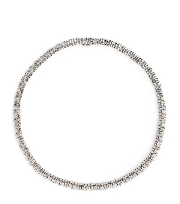 SUZANNE KALAN Gold And Diamond Short Stack Tennis Necklace - White