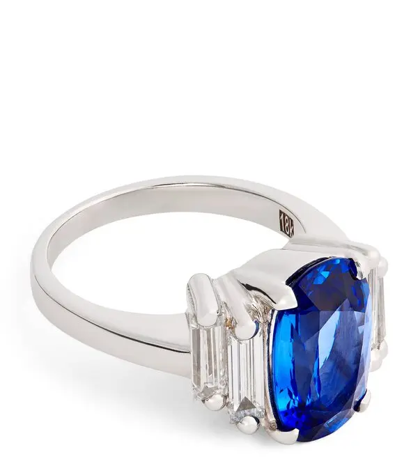 SUZANNE KALAN Gold, Ceylon Sapphire And Diamond One Of A Kind Ring - White