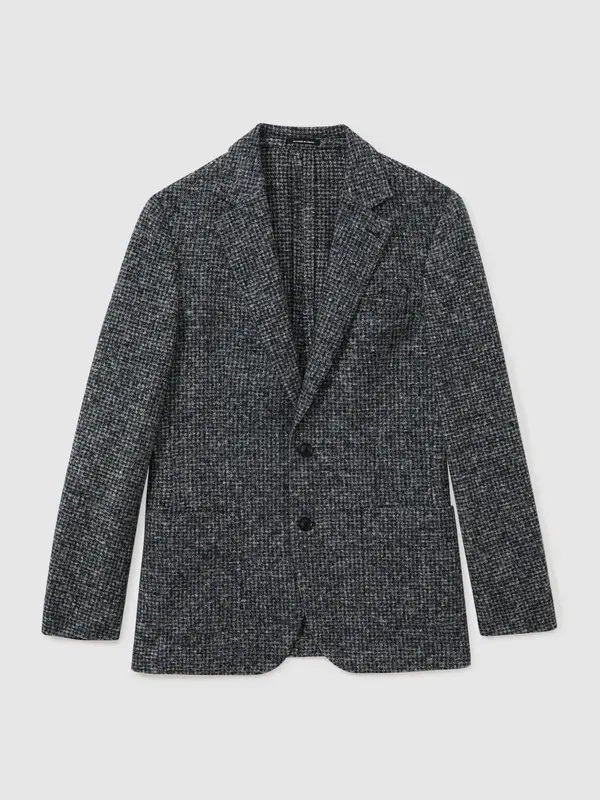 REISS Mineral Tweed Single-breasted Blazer With Wool