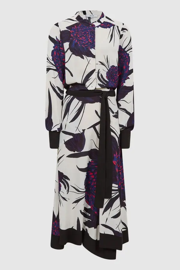 Reiss Lina Large Scale Floral Midi Dress In Purple - 50% Off | Editorialist