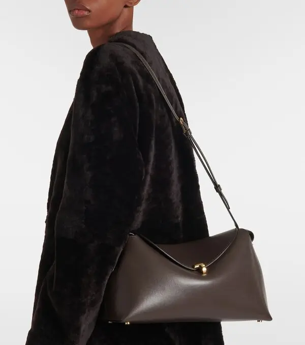 TOTEME T-lock Leather Tote Bag - Brown