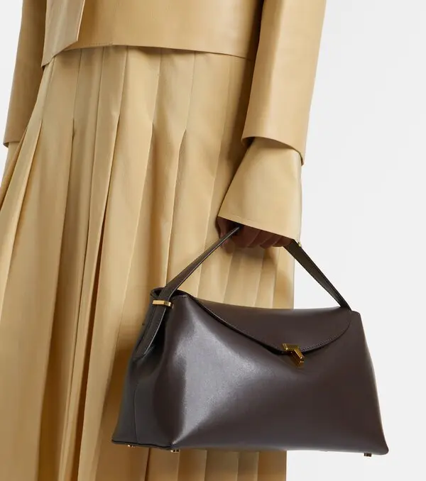 TOTEME T-lock Leather Top-handle Bag - Brown