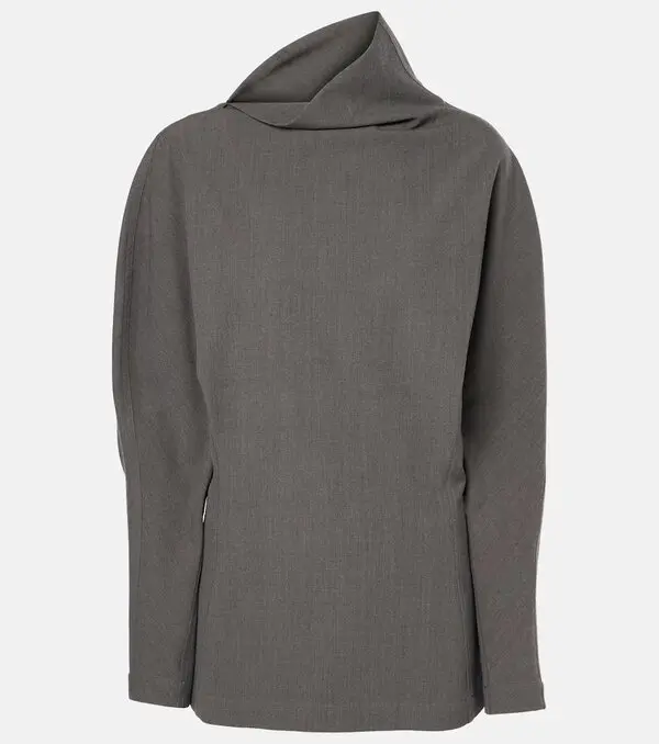 Bottega Veneta Draped Wool-blend Top - Grey