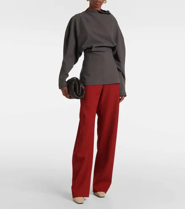 Bottega Veneta Draped Wool-blend Top - Grey
