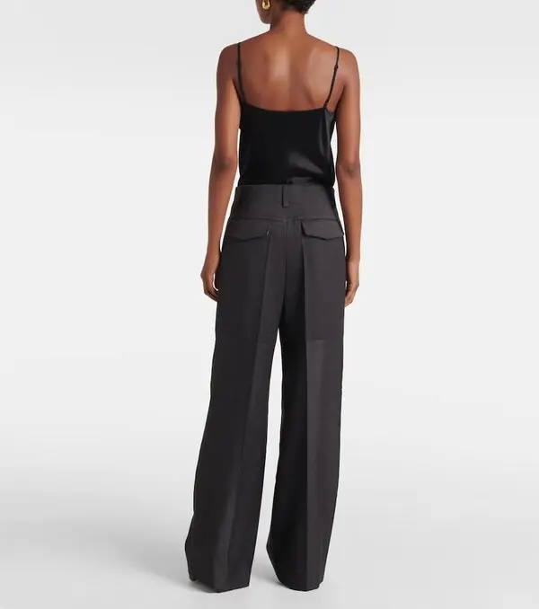 Victoria Beckham Paneled Wide-leg Wool Pants - Black