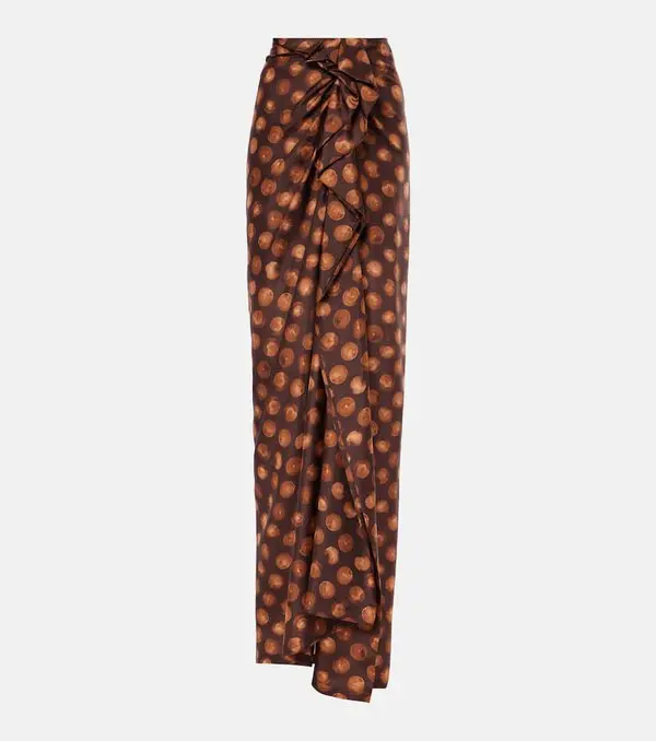 Dries Van Noten Polka-dot Silk Maxi Skirt