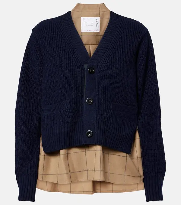 Sacai Layered Wool-blend Cardigan