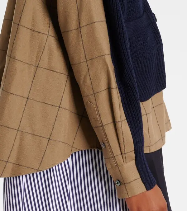 Sacai Layered Wool-blend Cardigan