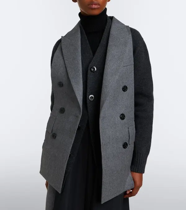 Sacai Layered Wool-blend Cardigan