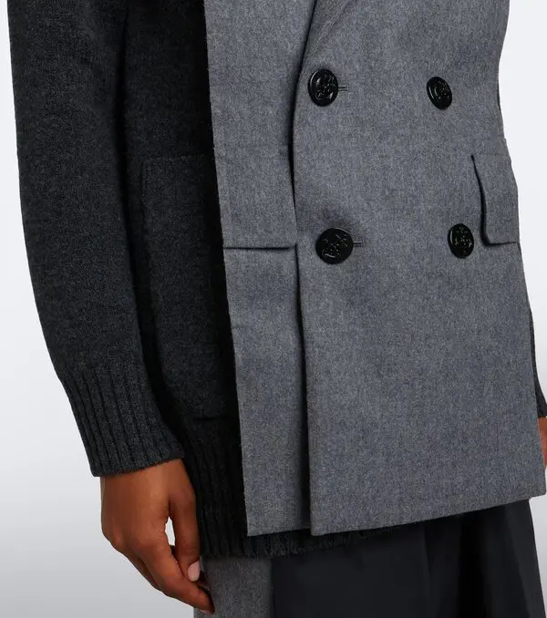 Sacai Layered Wool-blend Cardigan