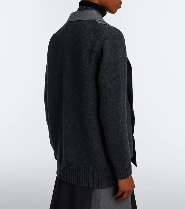 Sacai Layered Wool-blend Cardigan