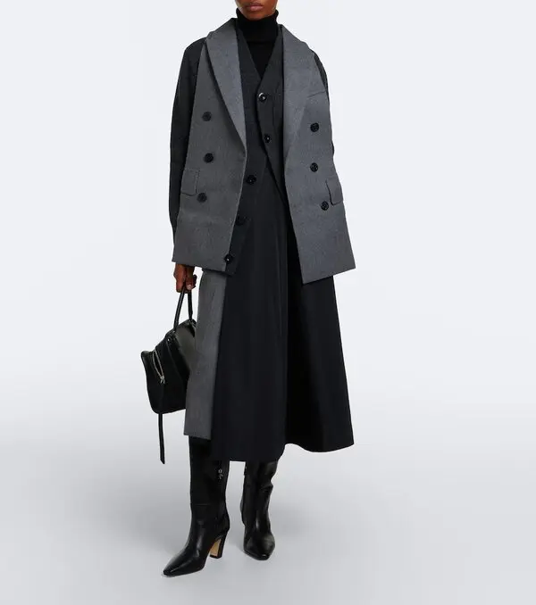 Sacai Layered Wool-blend Cardigan