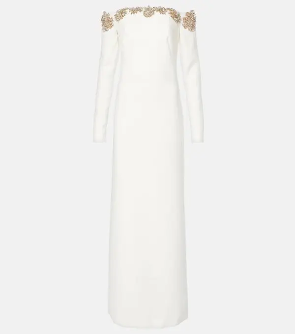 Costarellos Meline Embellished Gown - White