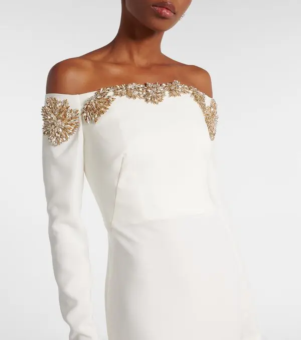 Costarellos Meline Embellished Gown - White
