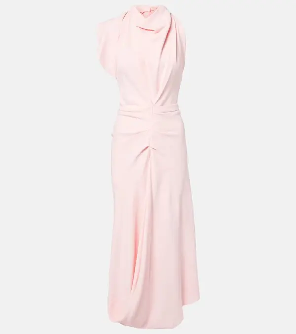 Victoria Beckham Draped Crêpe Midi Dress - Pink