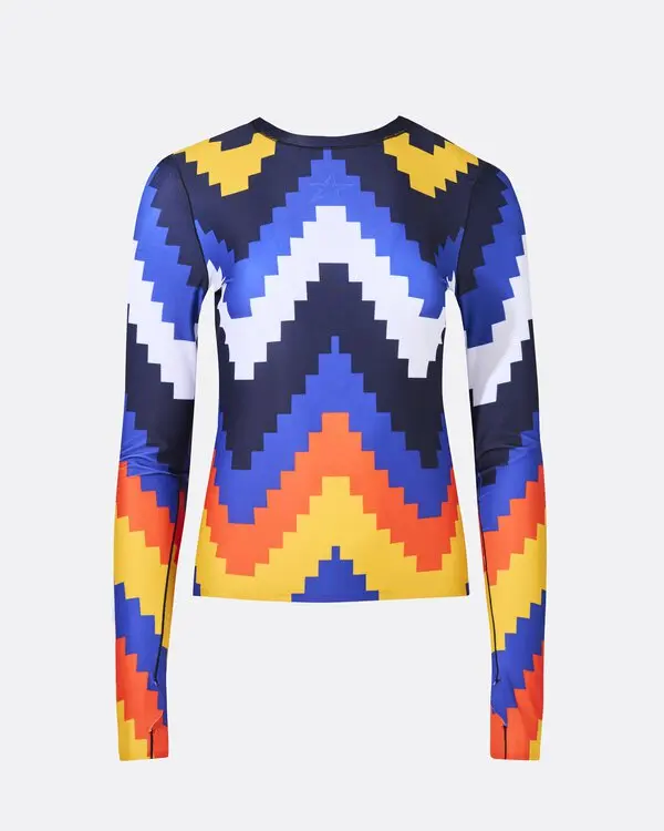 Perfect Moment Compression Base Layer Top - Canary-yellow-chevron-print