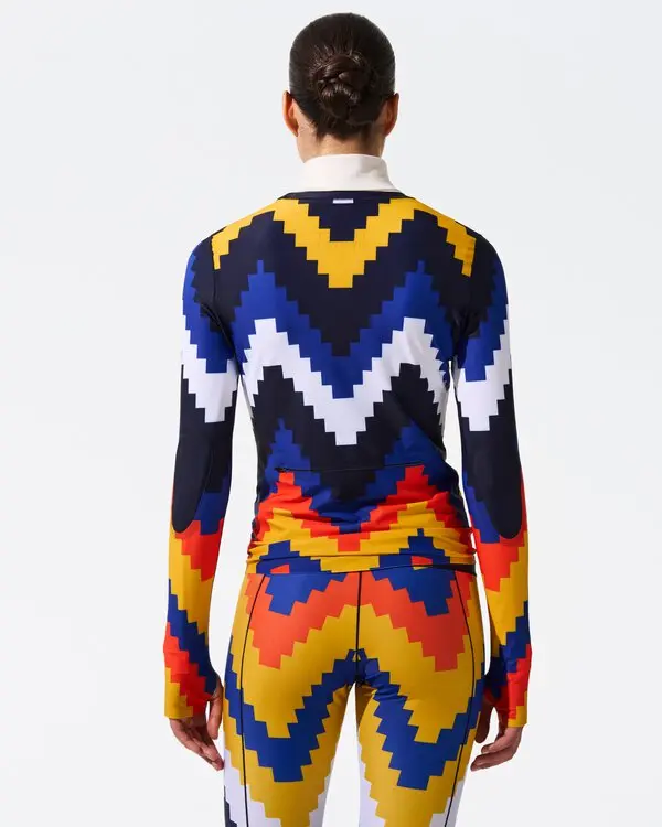 Perfect Moment Compression Base Layer Top - Canary-yellow-chevron-print
