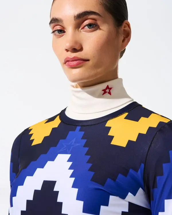 Perfect Moment Compression Base Layer Top - Canary-yellow-chevron-print