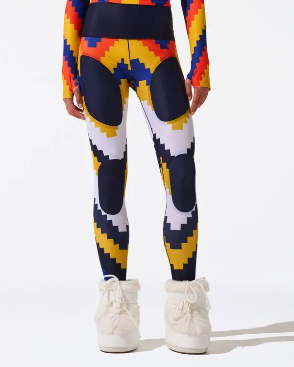Perfect Moment Compression Legging - Canary-yellow-chevron-print