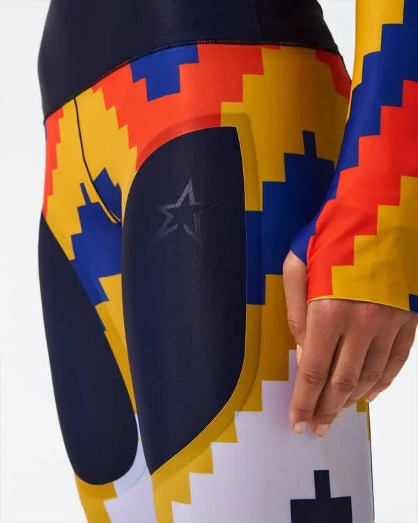 Perfect Moment Compression Legging - Canary-yellow-chevron-print