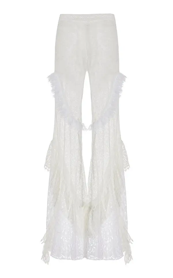 Françoise Exclusive Carine Ruffled Lace Flared Pants - White