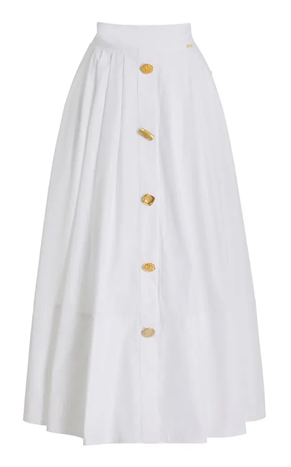 Françoise Exclusive Joe Buttoned Cotton Midi Skirt