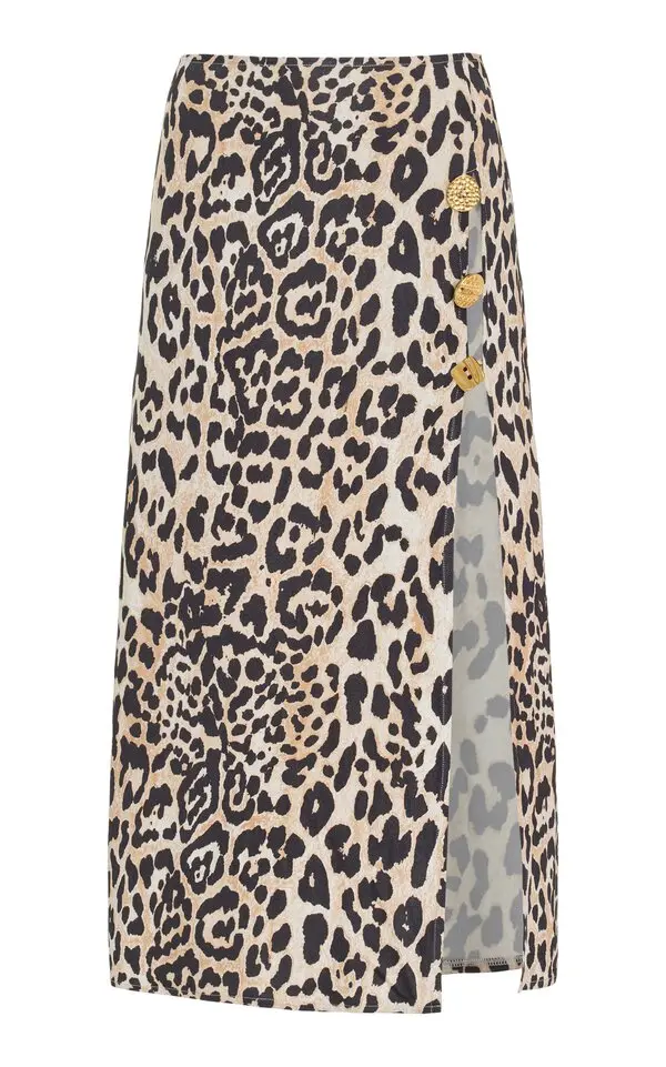 Françoise Emanuelle Leopard-print Midi Skirt With Buttons
