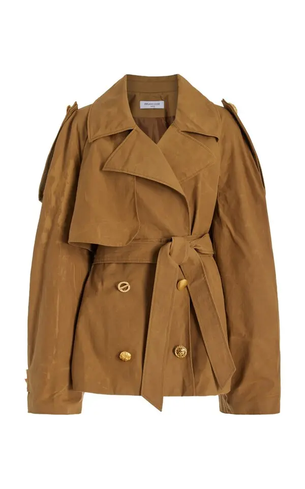 Françoise Gabi Cropped Cotton Gabardine Trench Coat