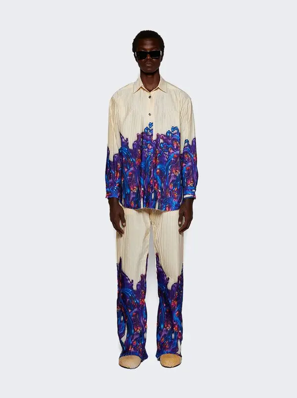 CASELLA MEYER Pleated Straight Leg Pants - Multicolor